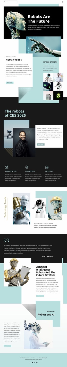 Progress in robot technology Website Builder